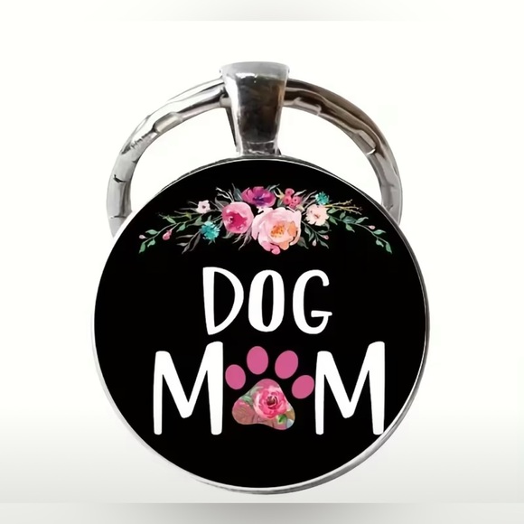 Accessories | Dog Mom Floral Paw Print Keychain With Charms | Poshmark